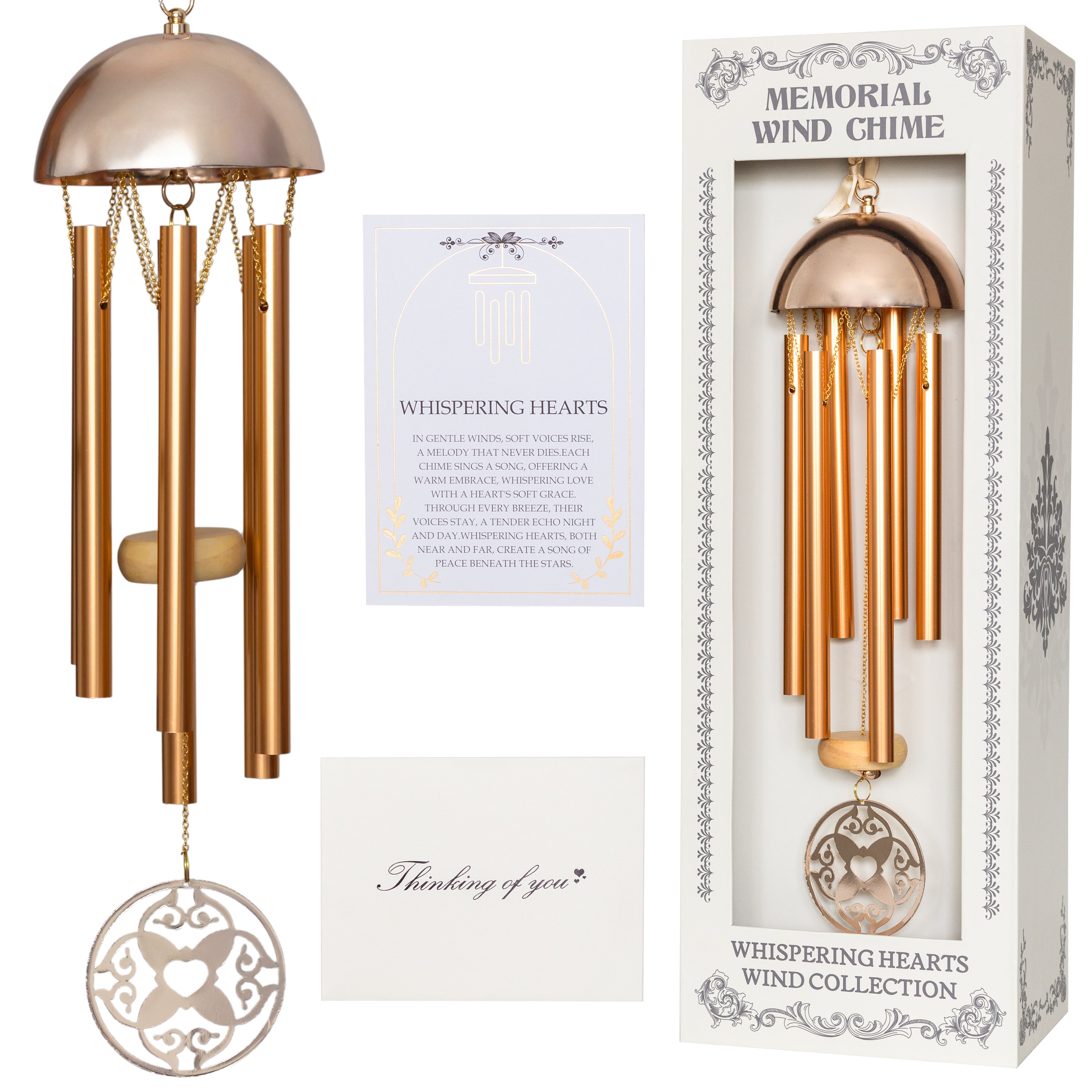Memorial Wind Chime – Whispering Hearts™ Collection – Warm Gold 15 ...